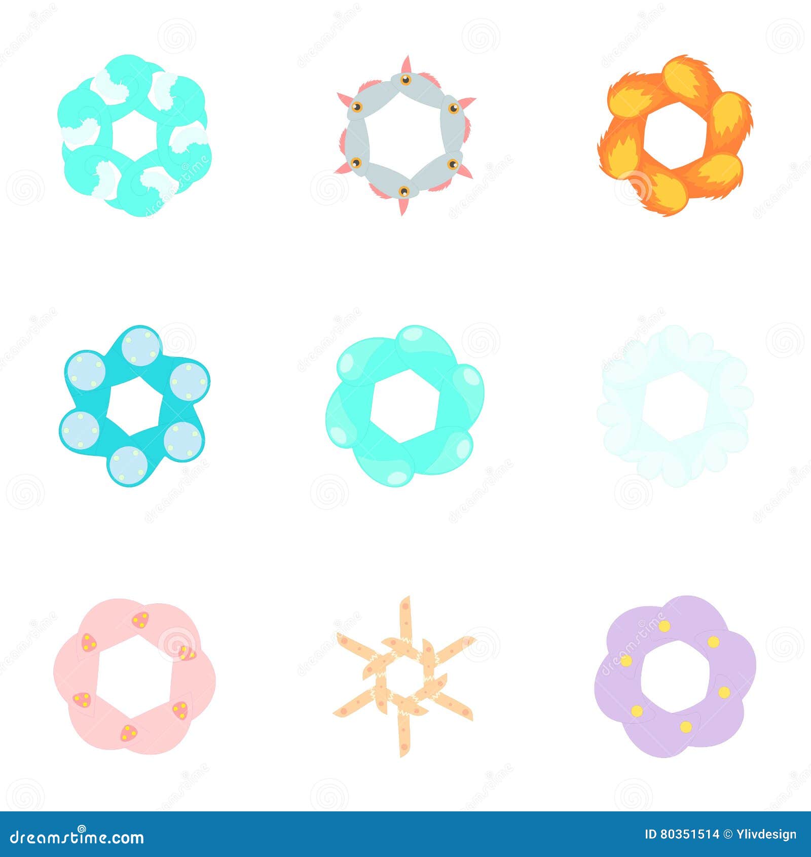 Types of Artificial Flowers Icons Set Stock Vector - Illustration of ...