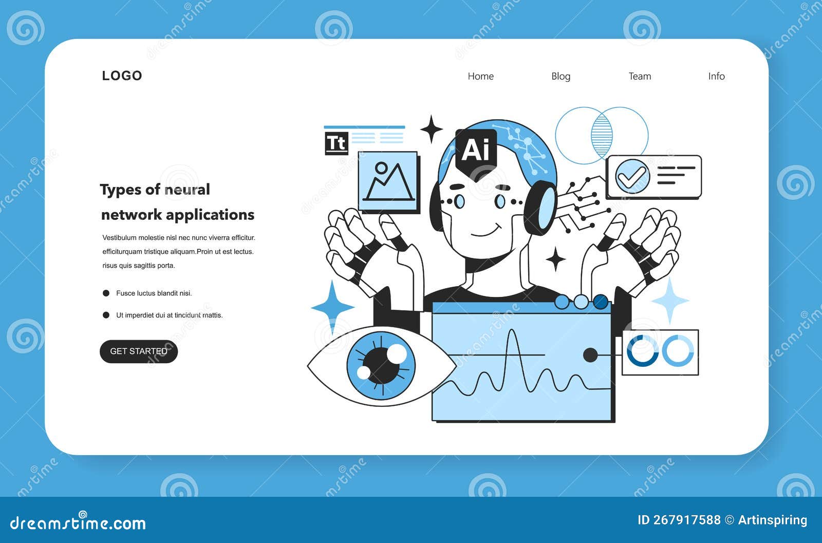 Types Of Artificial Neural Network Applications Web Banner Or Landing