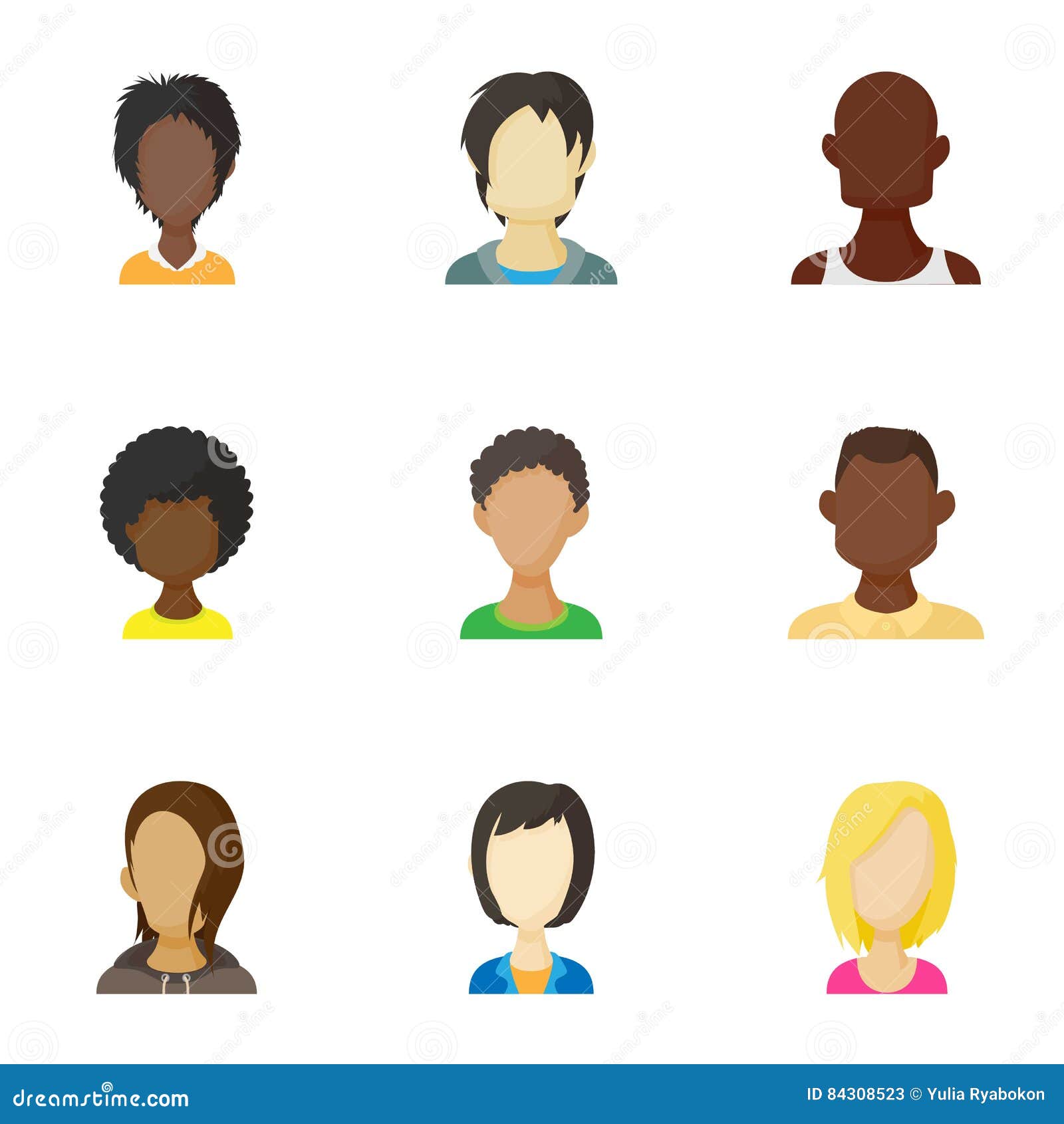 Types of Avatar Icons Set, Cartoon Style Stock Vector - Illustration of ...