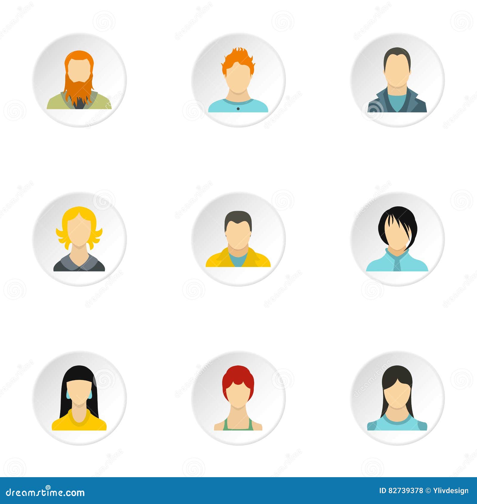 Types of Avatar Icons Set, Flat Style Stock Vector - Illustration of ...