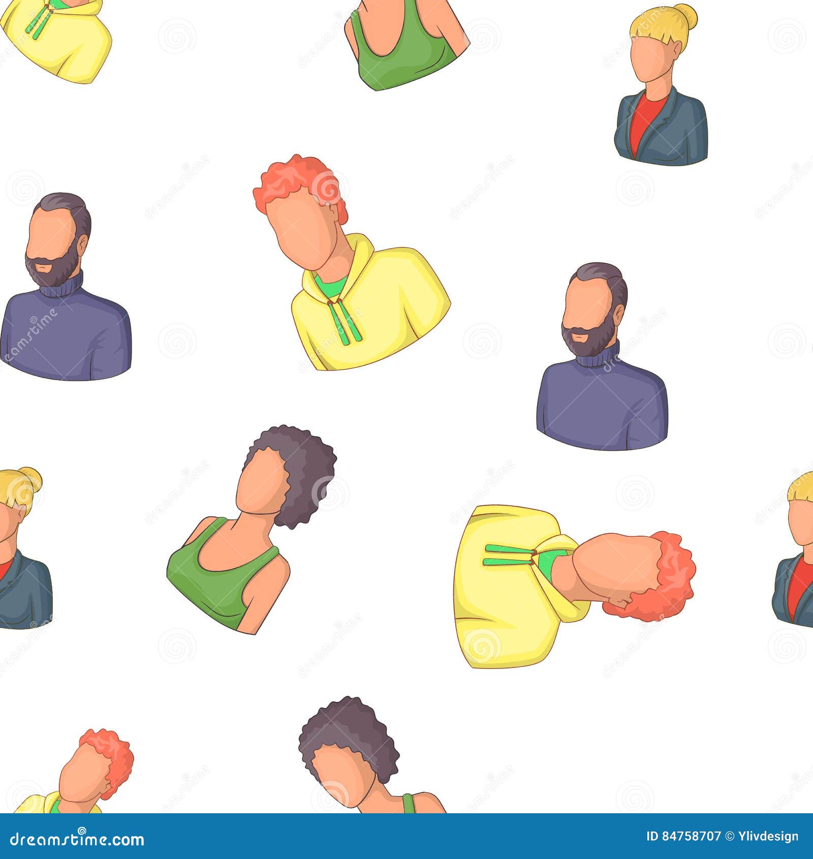 Types of Avatar Pattern, Cartoon Style Stock Vector - Illustration of ...