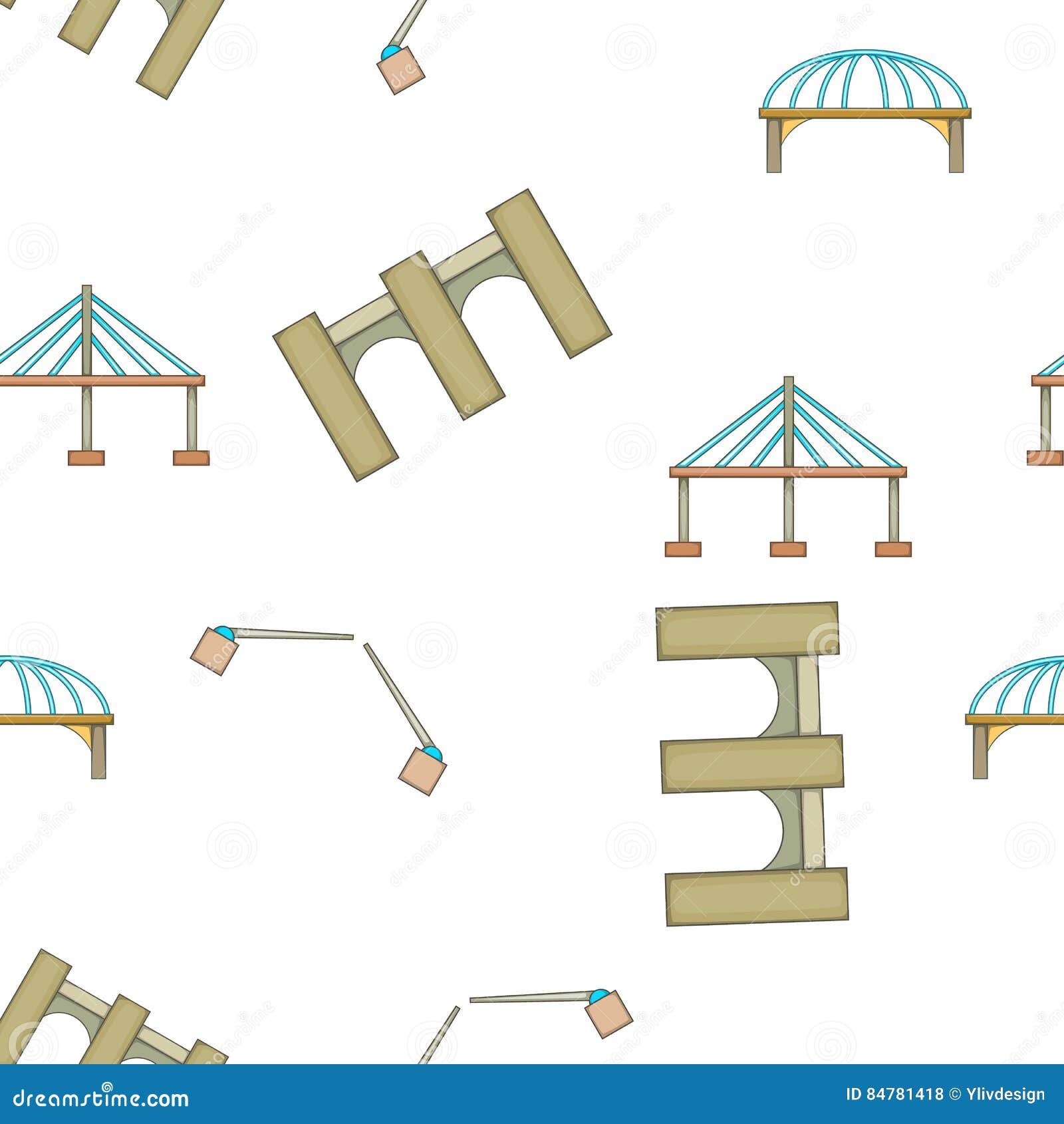 Types Of Bridges Icons Set, Cartoon Style Vector Illustration ...