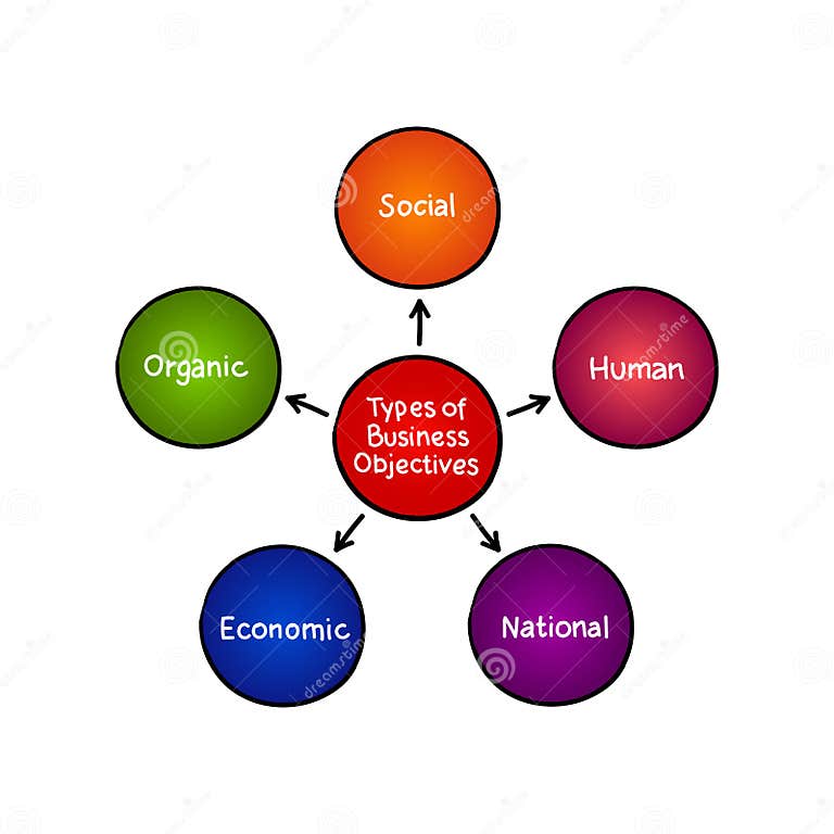 Types of Business Objectives Mind Map Process, Business Concept for ...