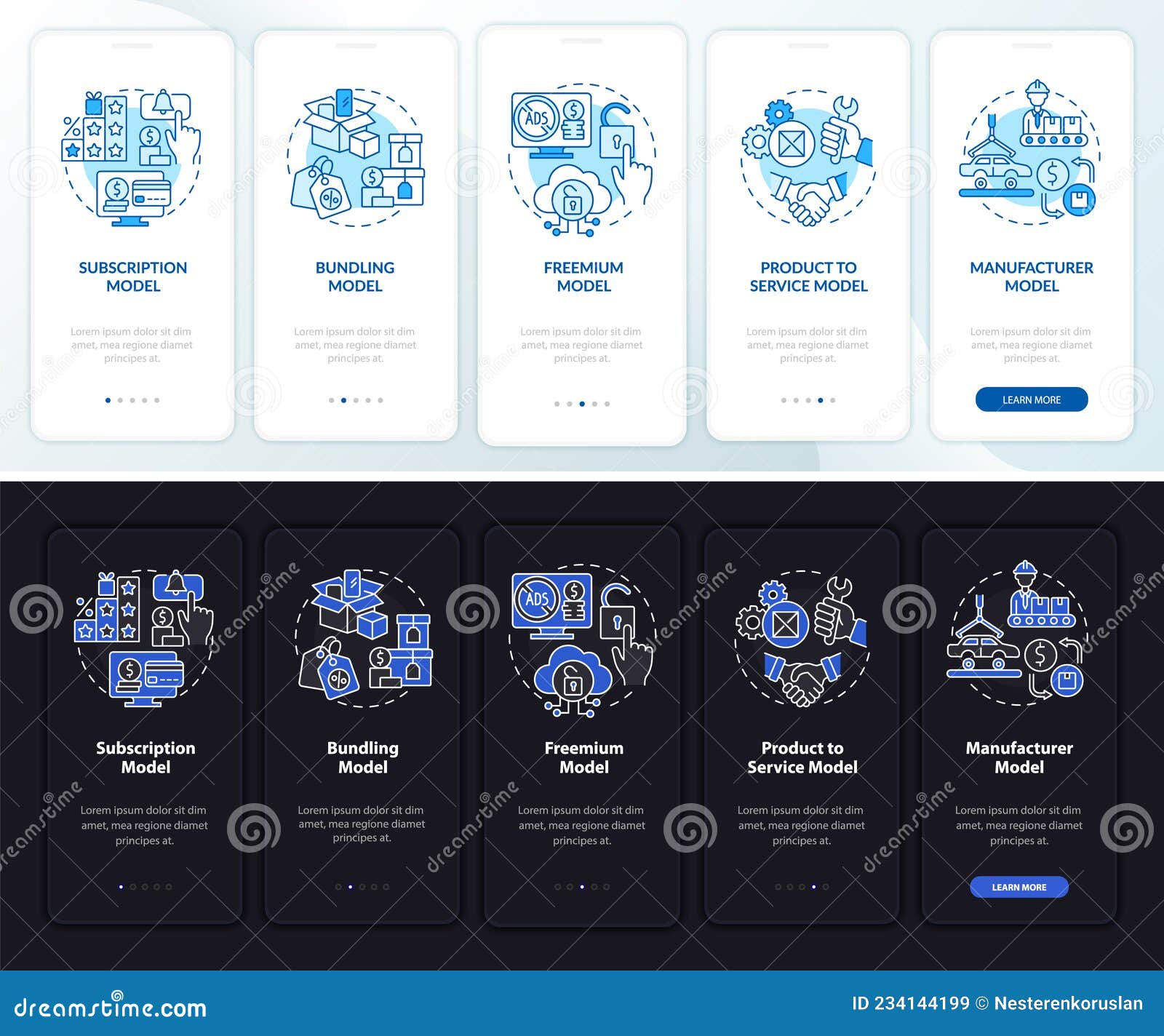 Types of Business Structures Onboarding Mobile App Page Screen Stock ...