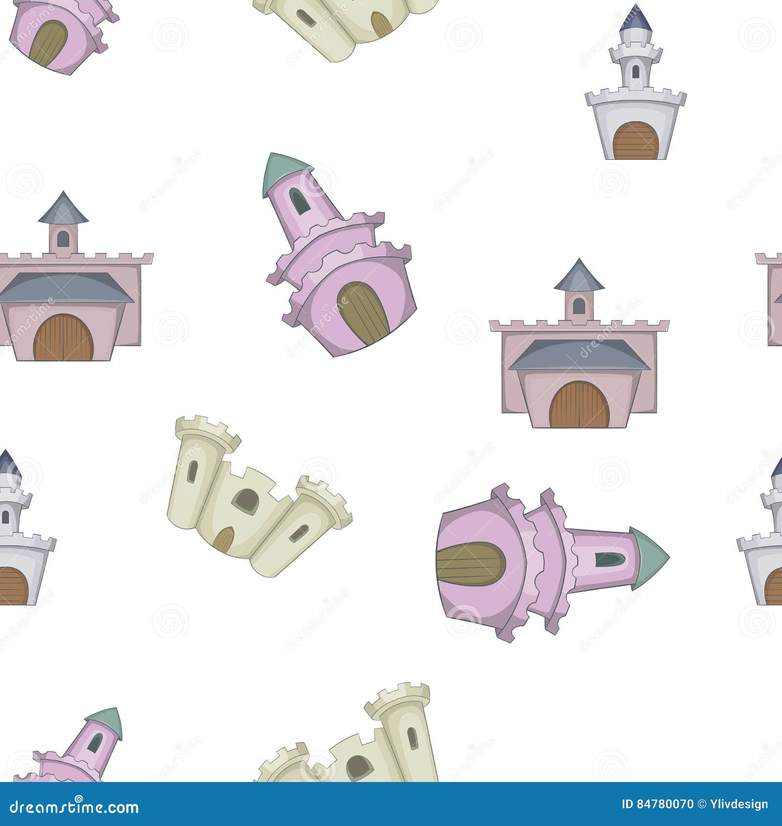 Castles Pattern. Medieval Historical Buildings With Towers Textile ...