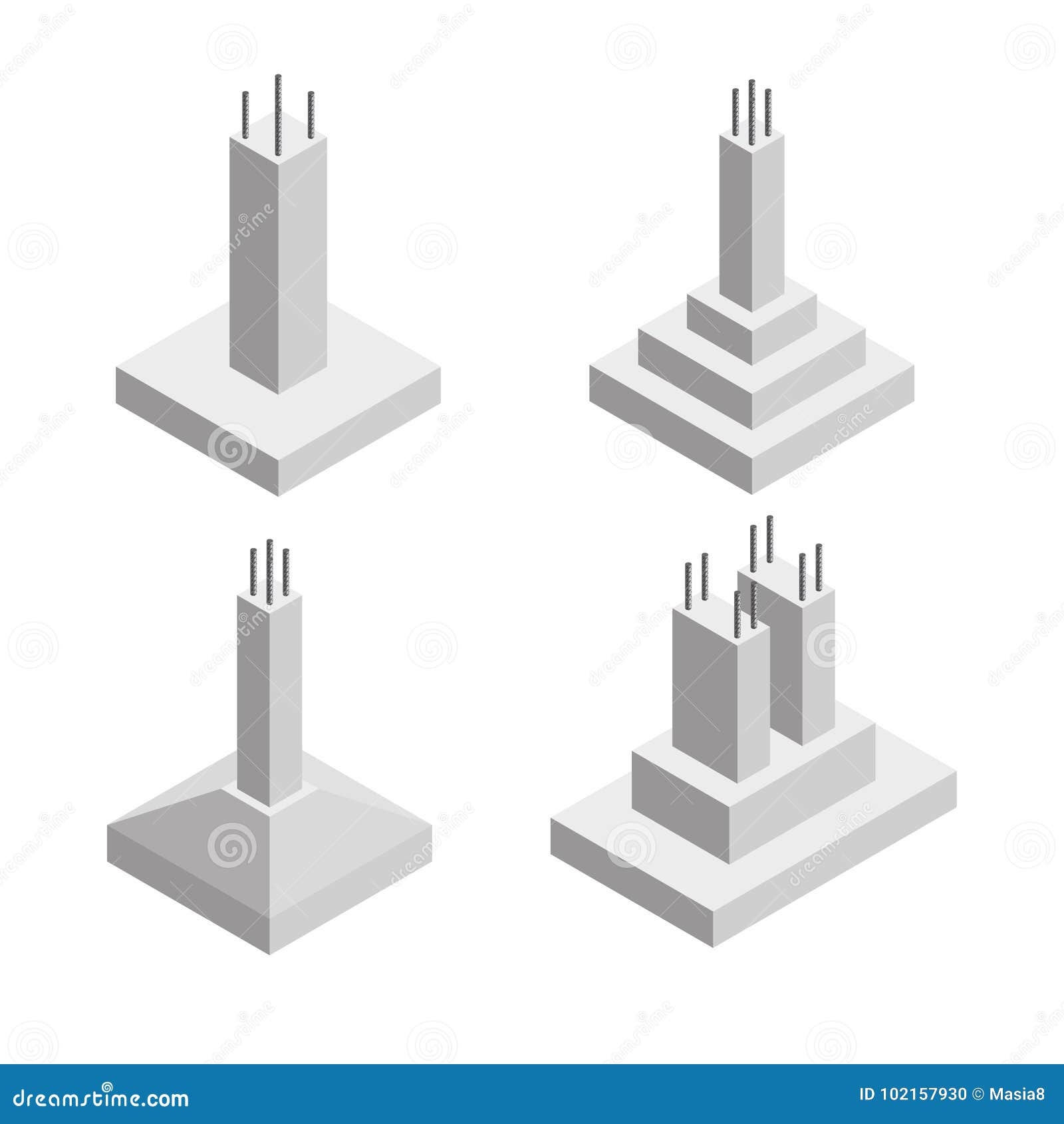 Types of column footings stock illustration. Illustration of metal ...
