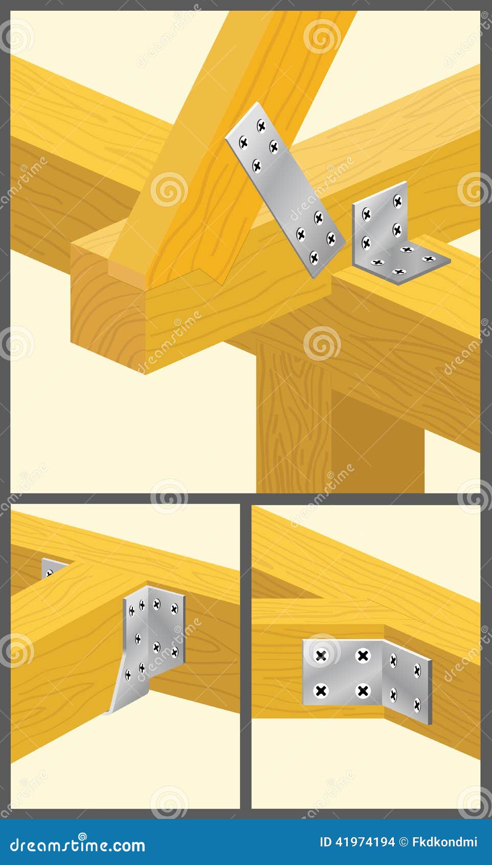 Types of Connections Bars and Rafters. Stock Illustration ...