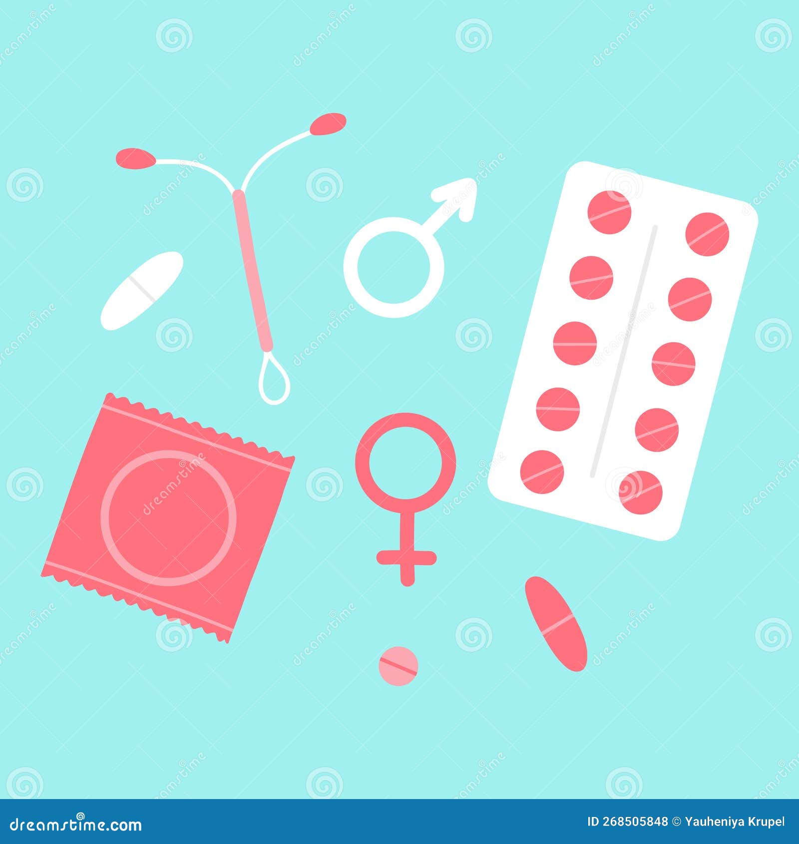 Types Of Contraception Pills Calendar Patch Condom And Coil Stock