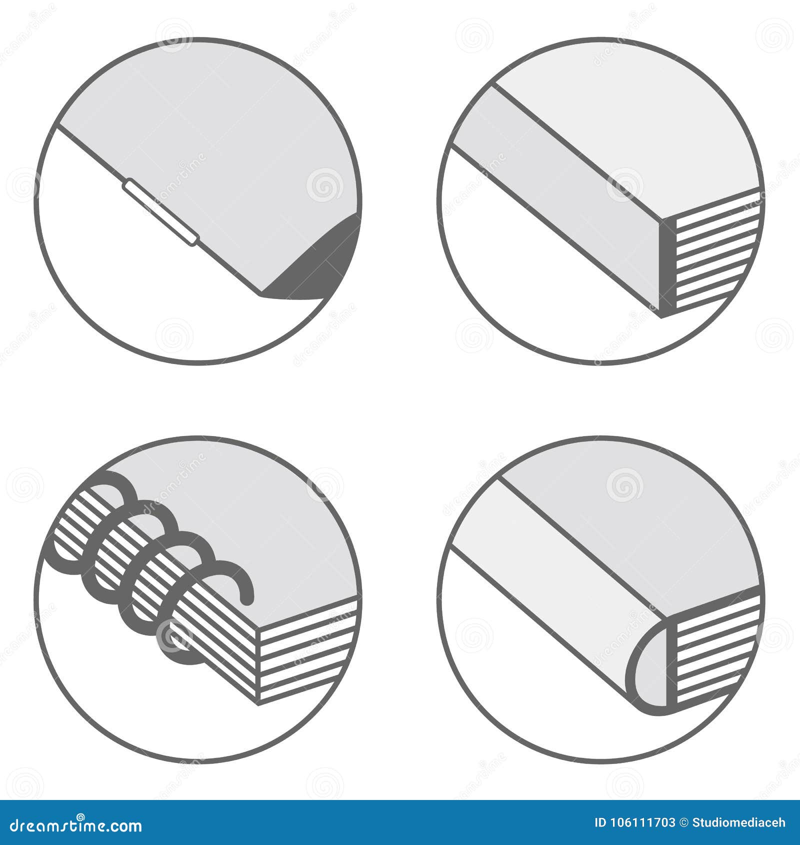 Types of Corner Bookbinding Icons Stock Illustration - Illustration of ...