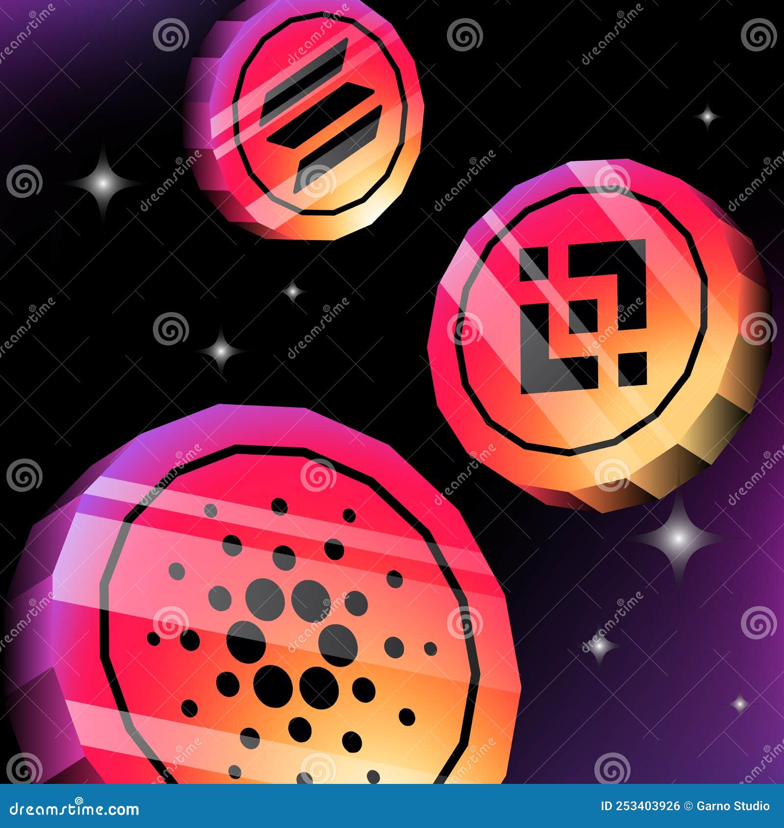 Types of Crypto Coins in Gradient 3D Graphics Stock Vector ...