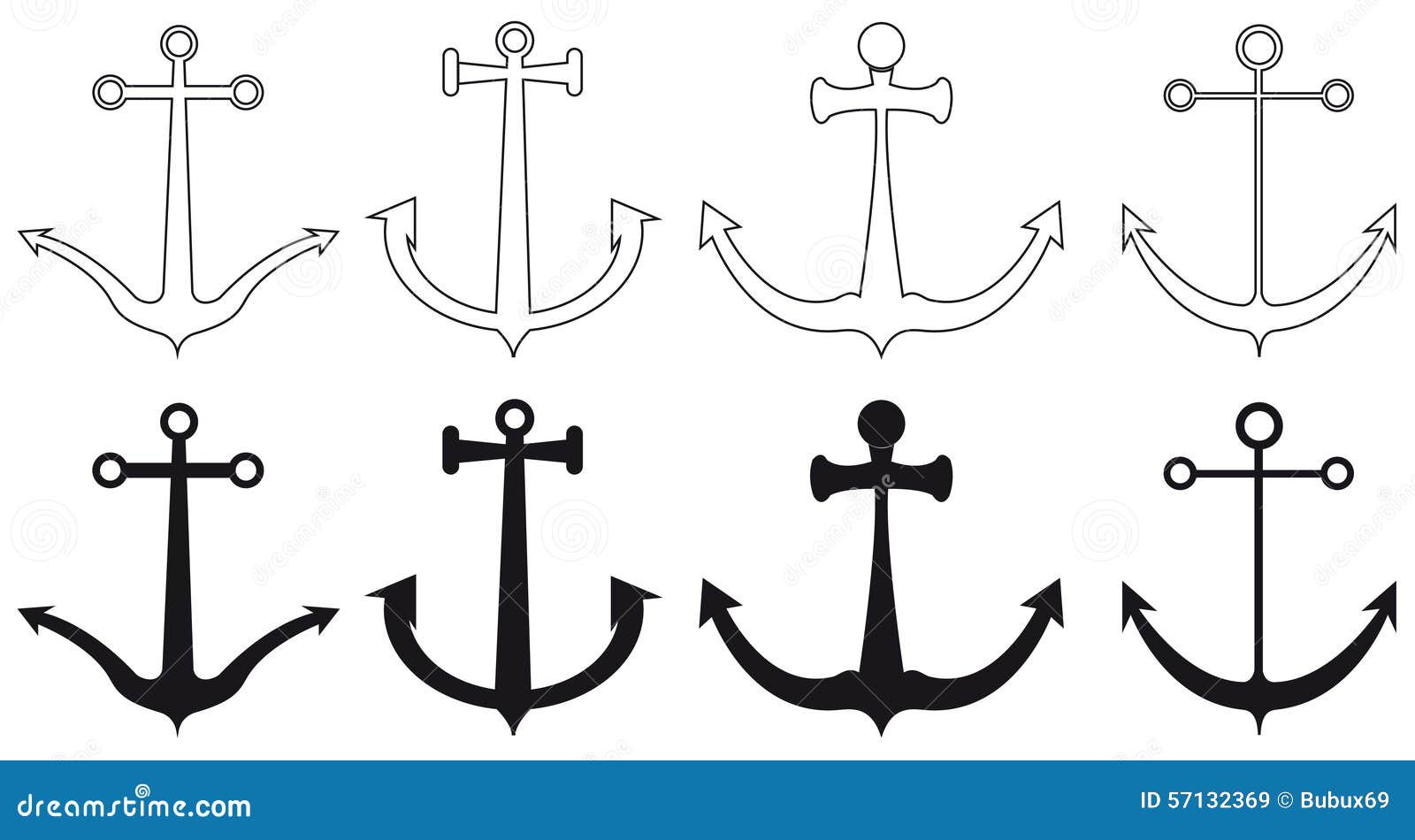 Types d'ancres, illustration de vecteur. Illustration du lignes - 57132369