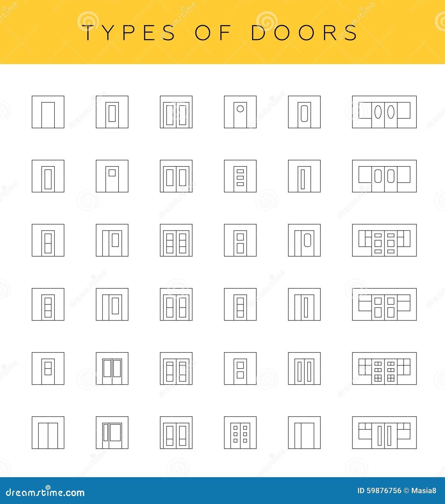Types de portes illustration stock. Illustration du grille - 59876756