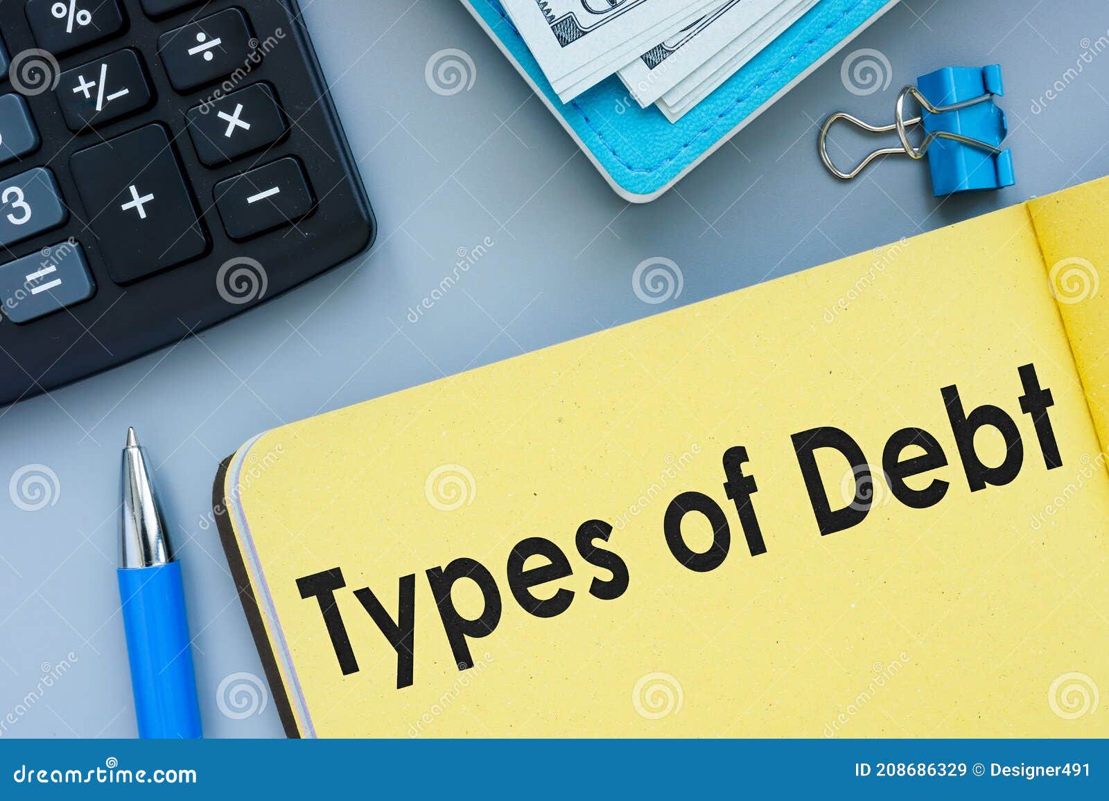 Types of Debt List in the Book. Stock Image - Image of loan, mortgage ...