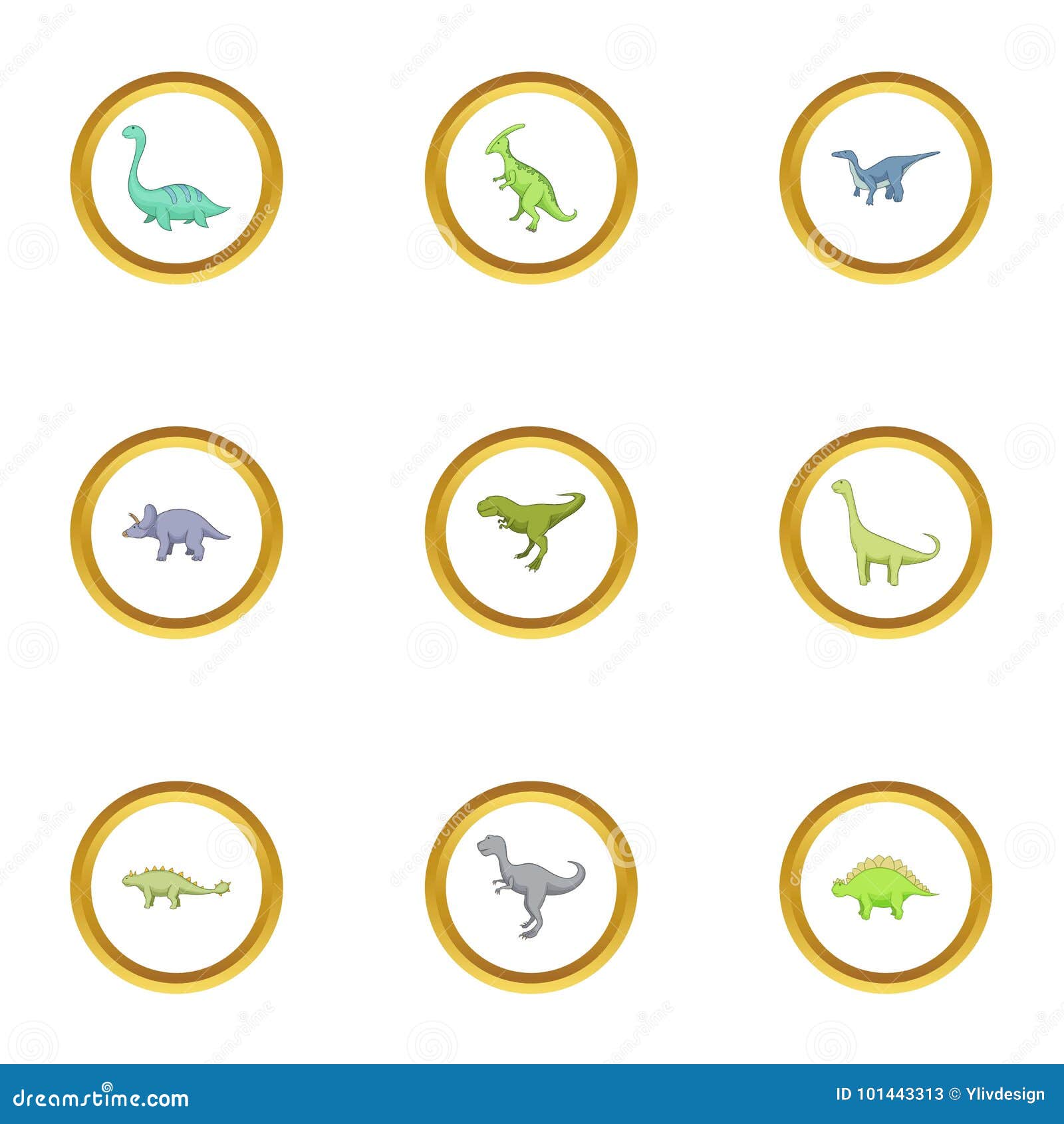 Types Of Dinosaur Icons Set, Simple Style Vector Illustration ...