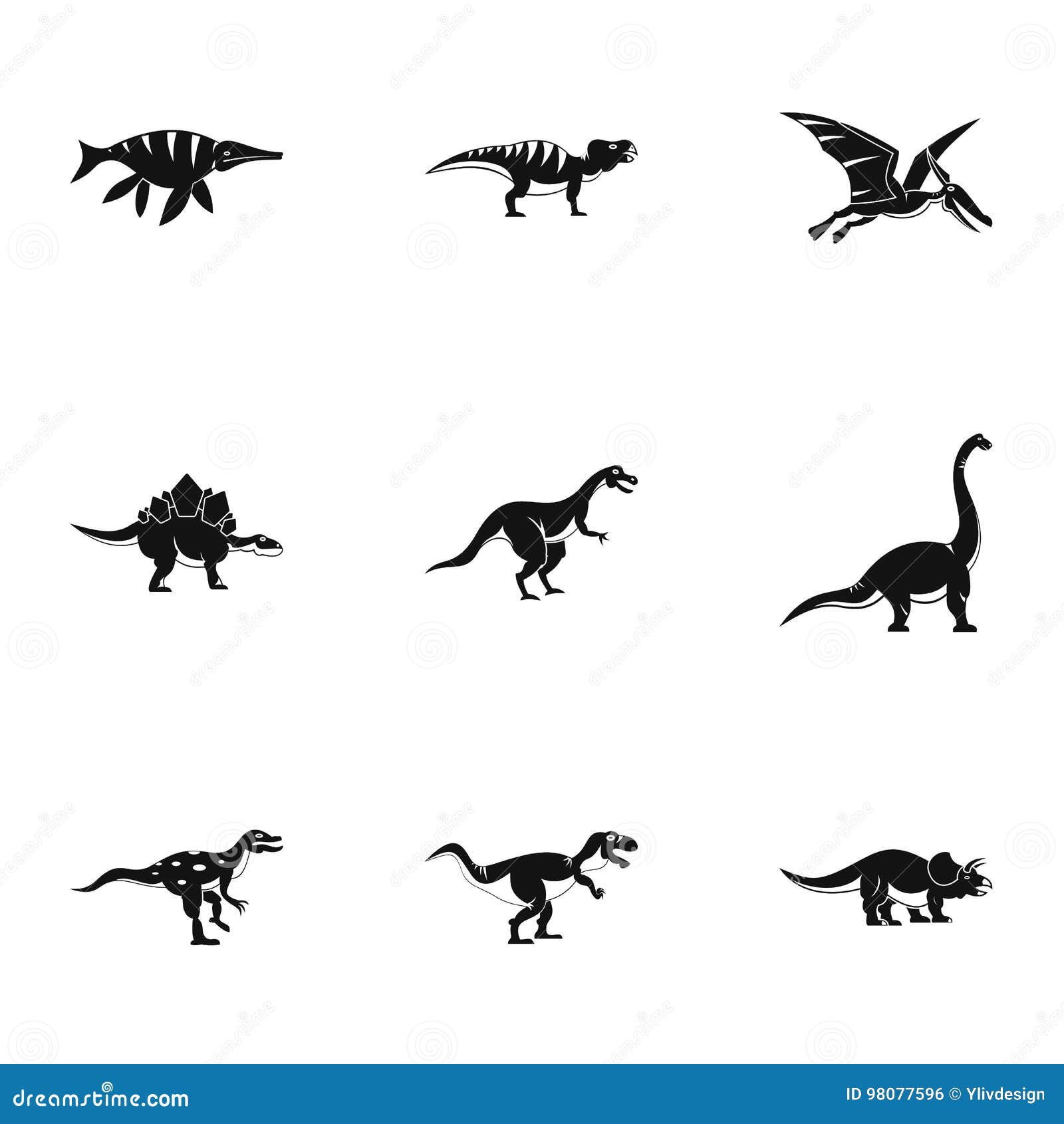 Types Of Dinosaur Icons Set, Simple Style Vector Illustration ...