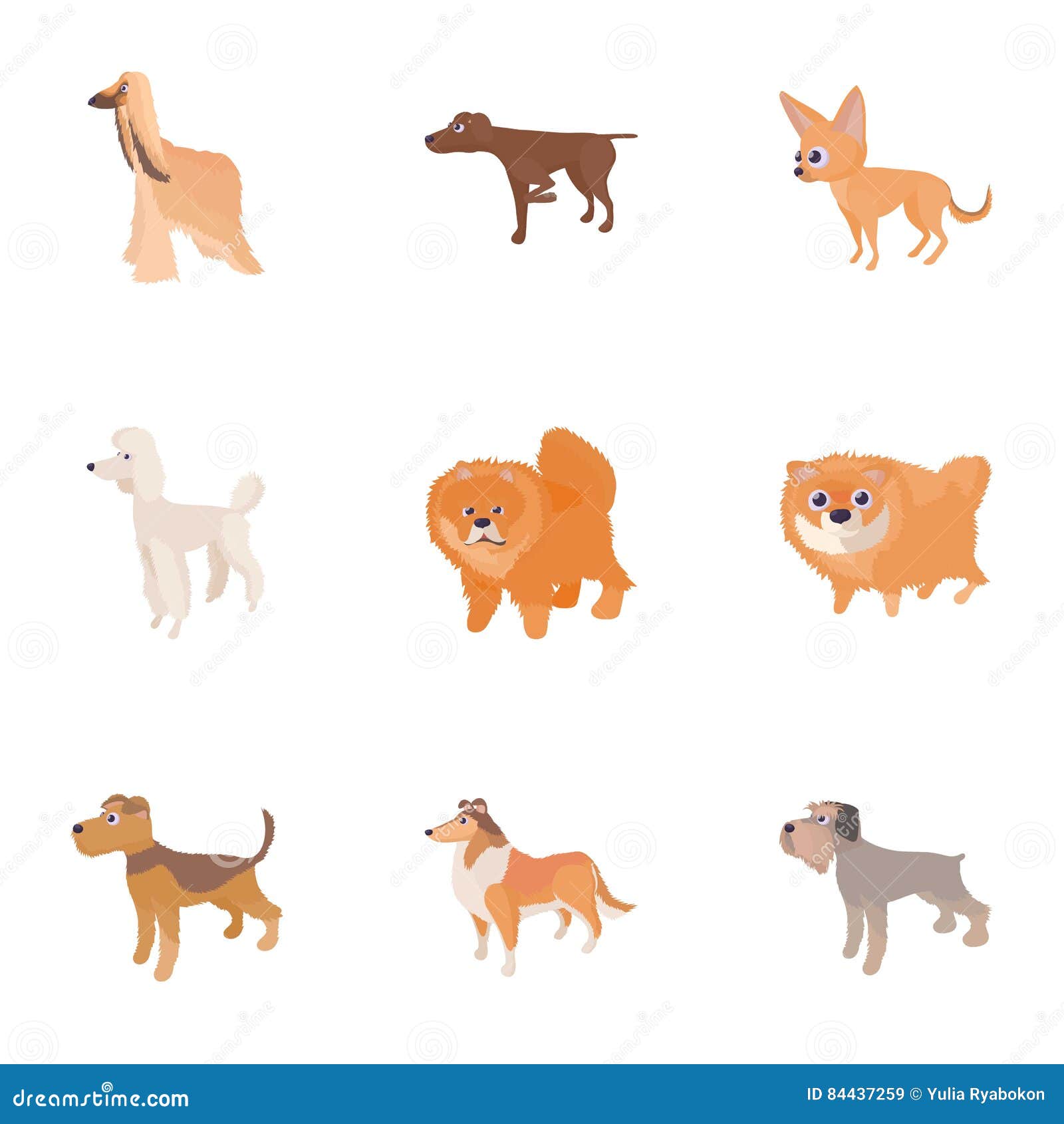 Types of Dogs Icons Set, Cartoon Style Stock Vector - Illustration of ...