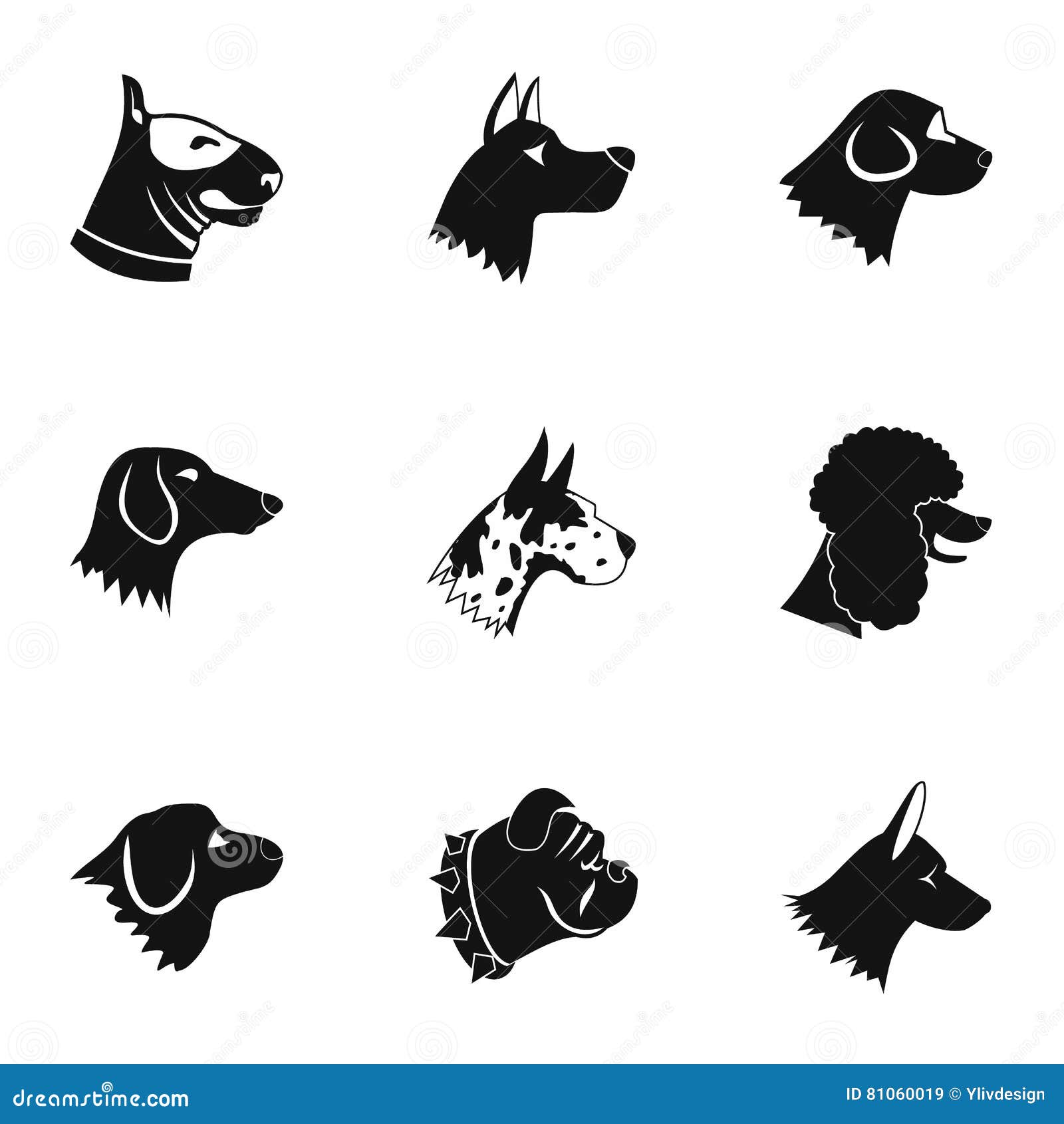 Types of Dogs Icons Set, Simple Style Stock Vector - Illustration of ...