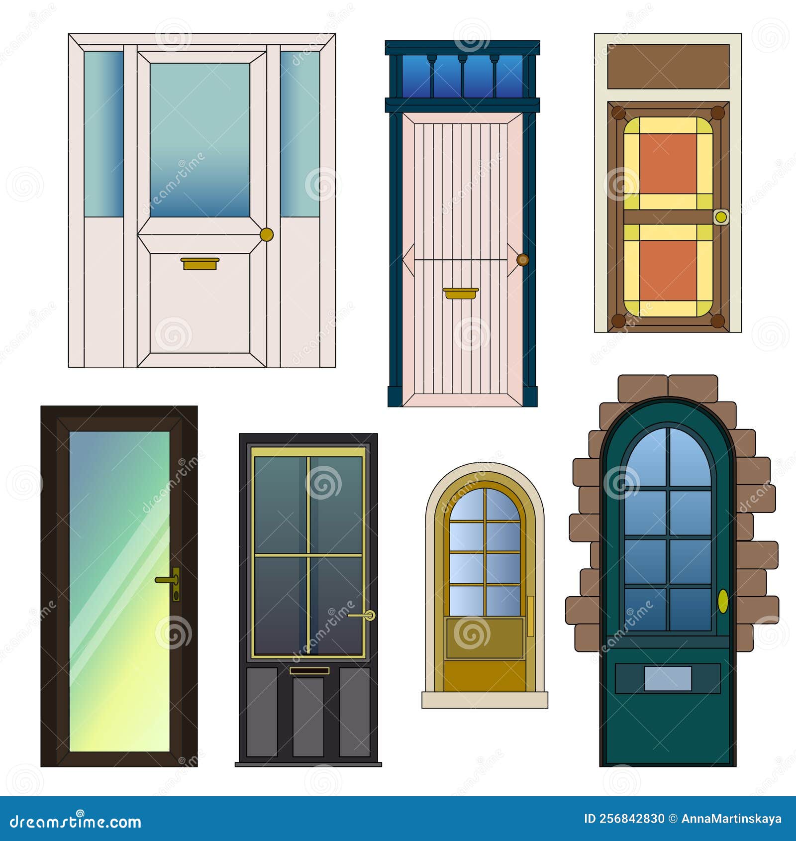 Types of Doors. Design of Different Doors Stock Vector - Illustration ...