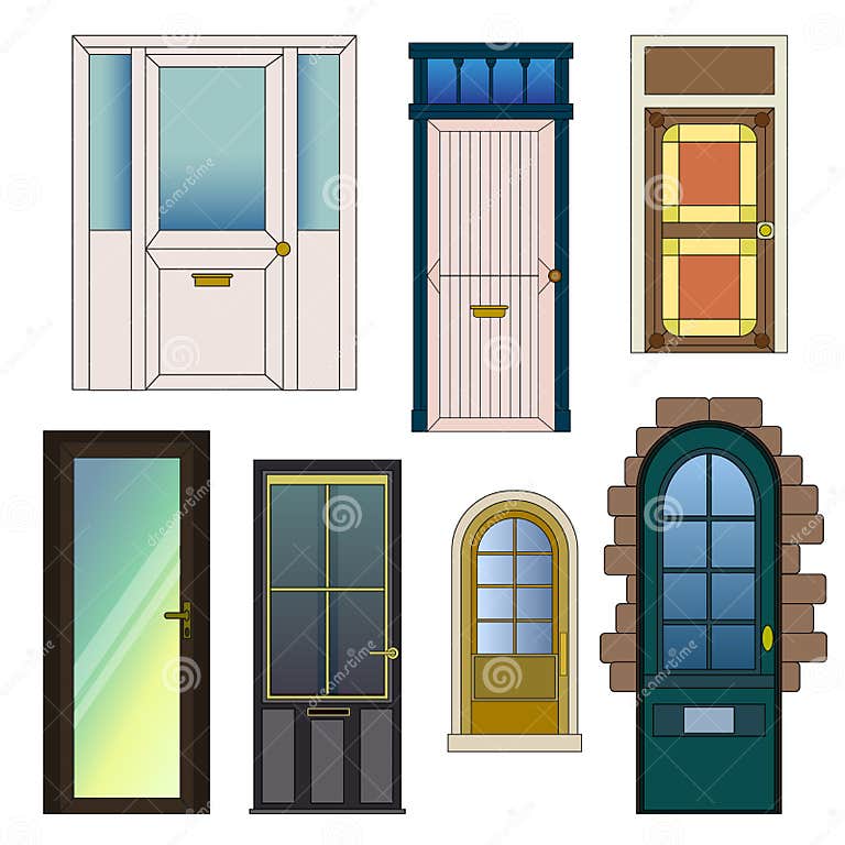 Types of Doors. Design of Different Doors Stock Vector - Illustration ...