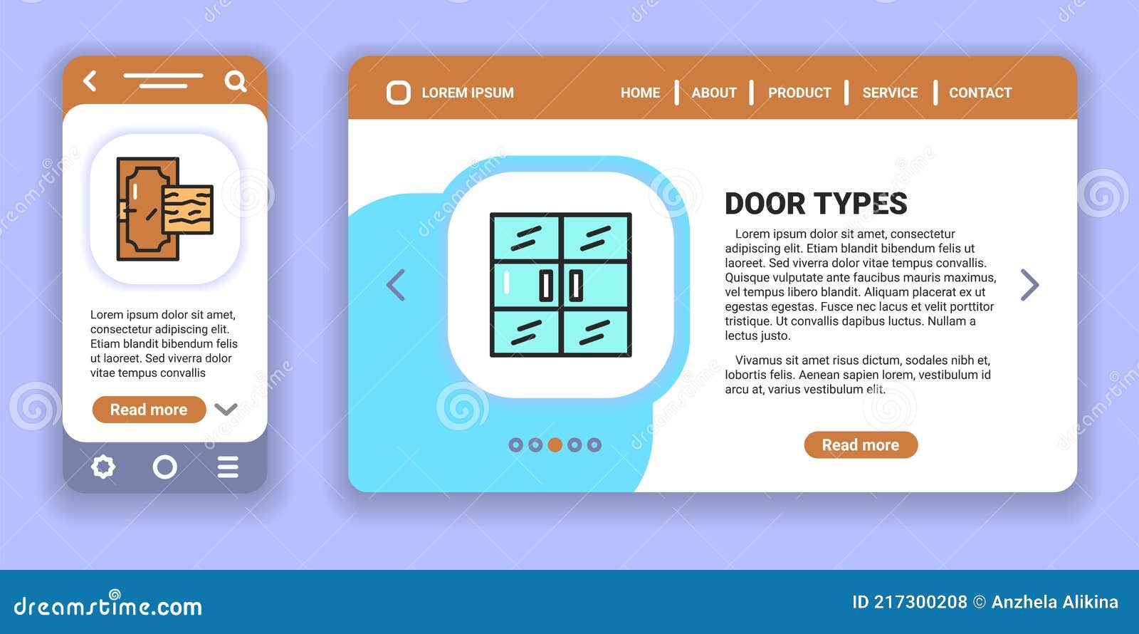 Types Doors Web Banner and Mobile App Kit. Outline Vector Illustration ...