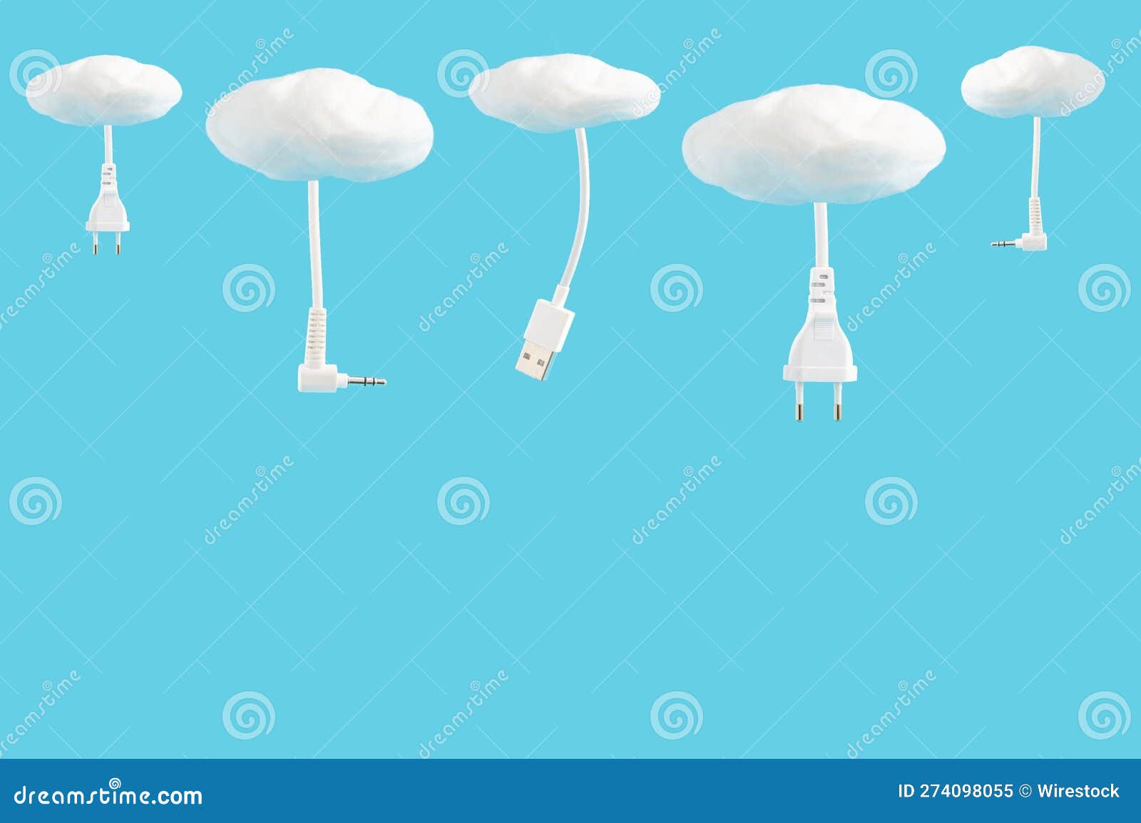 Types of Electrical Plugs Connected To Clouds, Simple Cloud Service ...