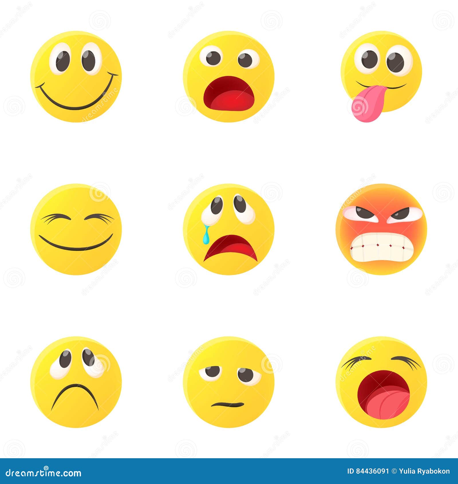 Types of Emoticons Icons Set, Cartoon Style Stock Vector - Illustration ...