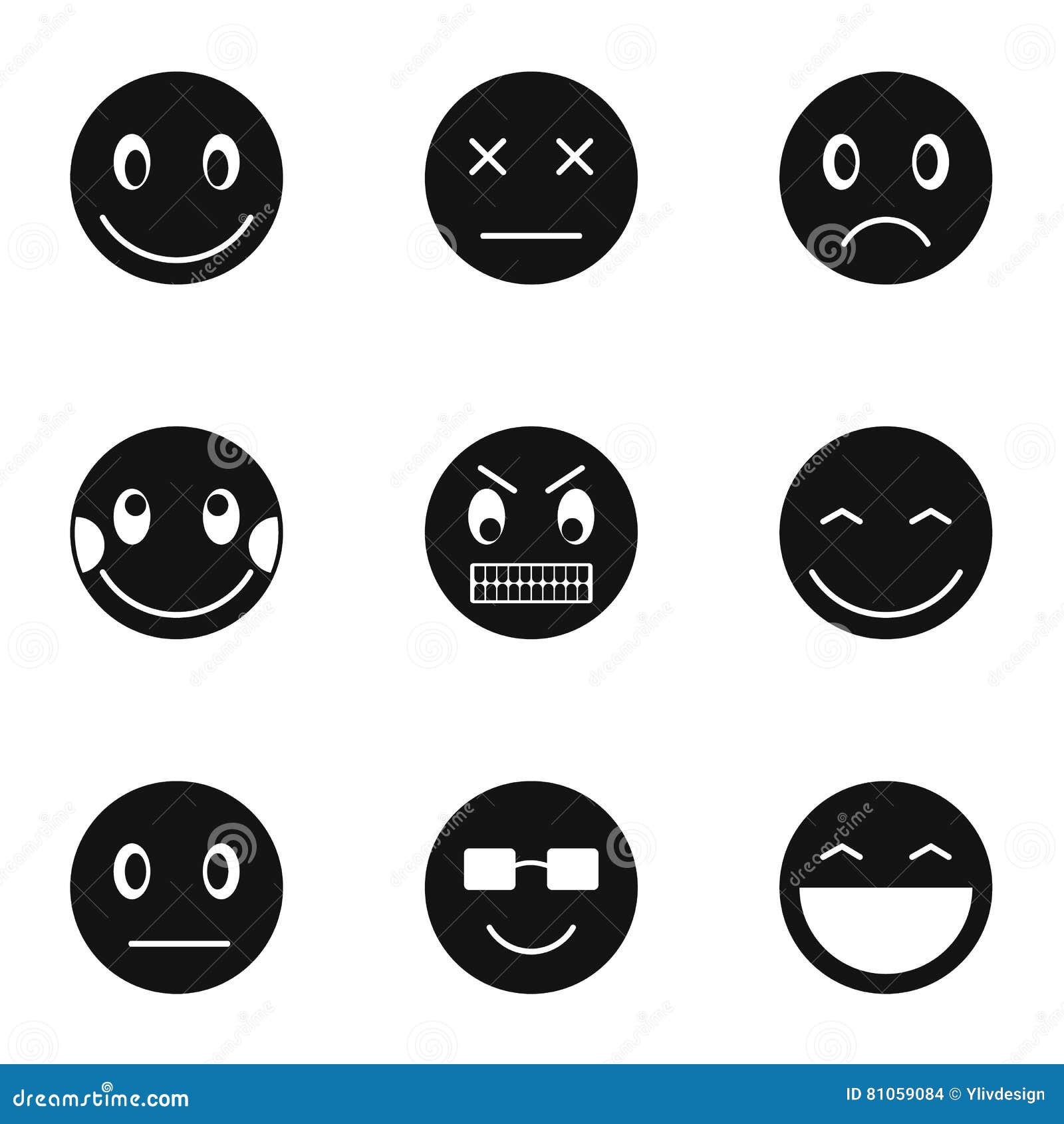 Types of Emoticons Icons Set, Simple Style Stock Vector - Illustration ...