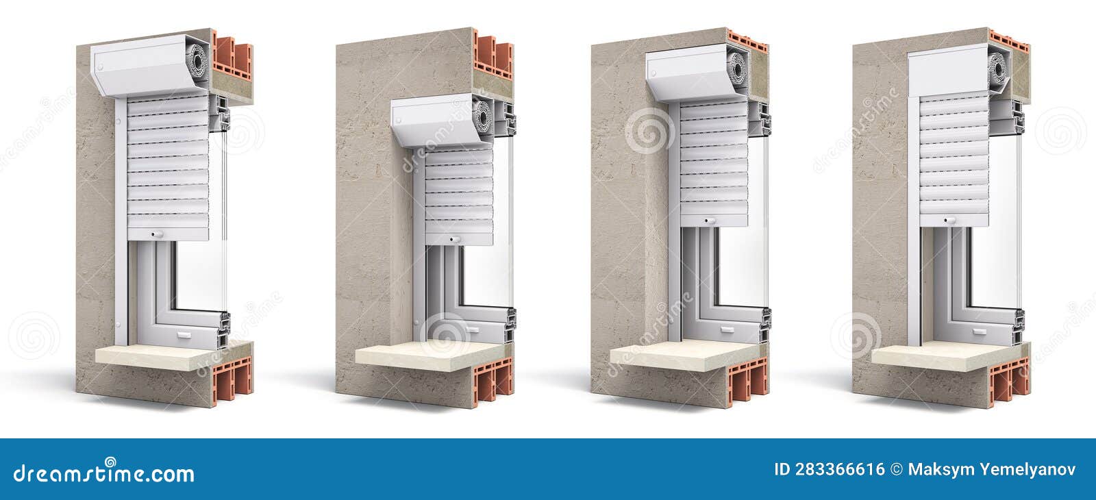 Types of External Roller Blinds. Cross Section of Various Installation ...
