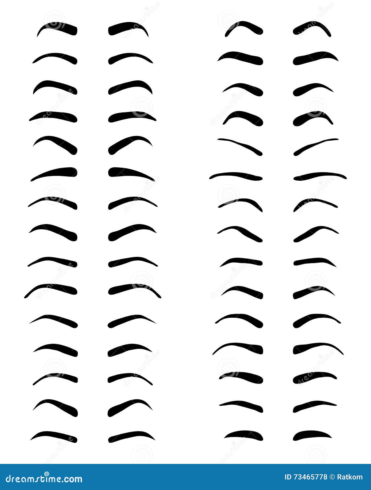 Types of eyebrows stock illustration. Illustration of eyelash - 73465778