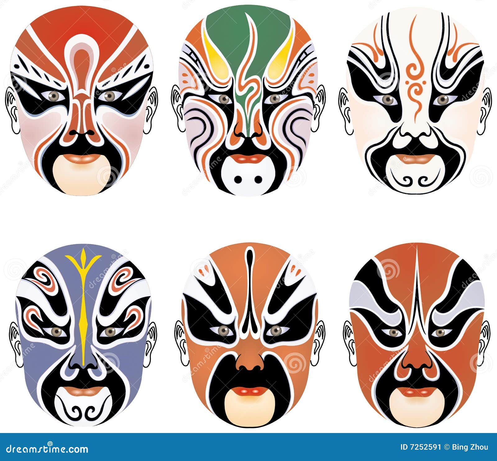 Types of Facial Make-up in Beijing Opera Stock Vector - Illustration of ...