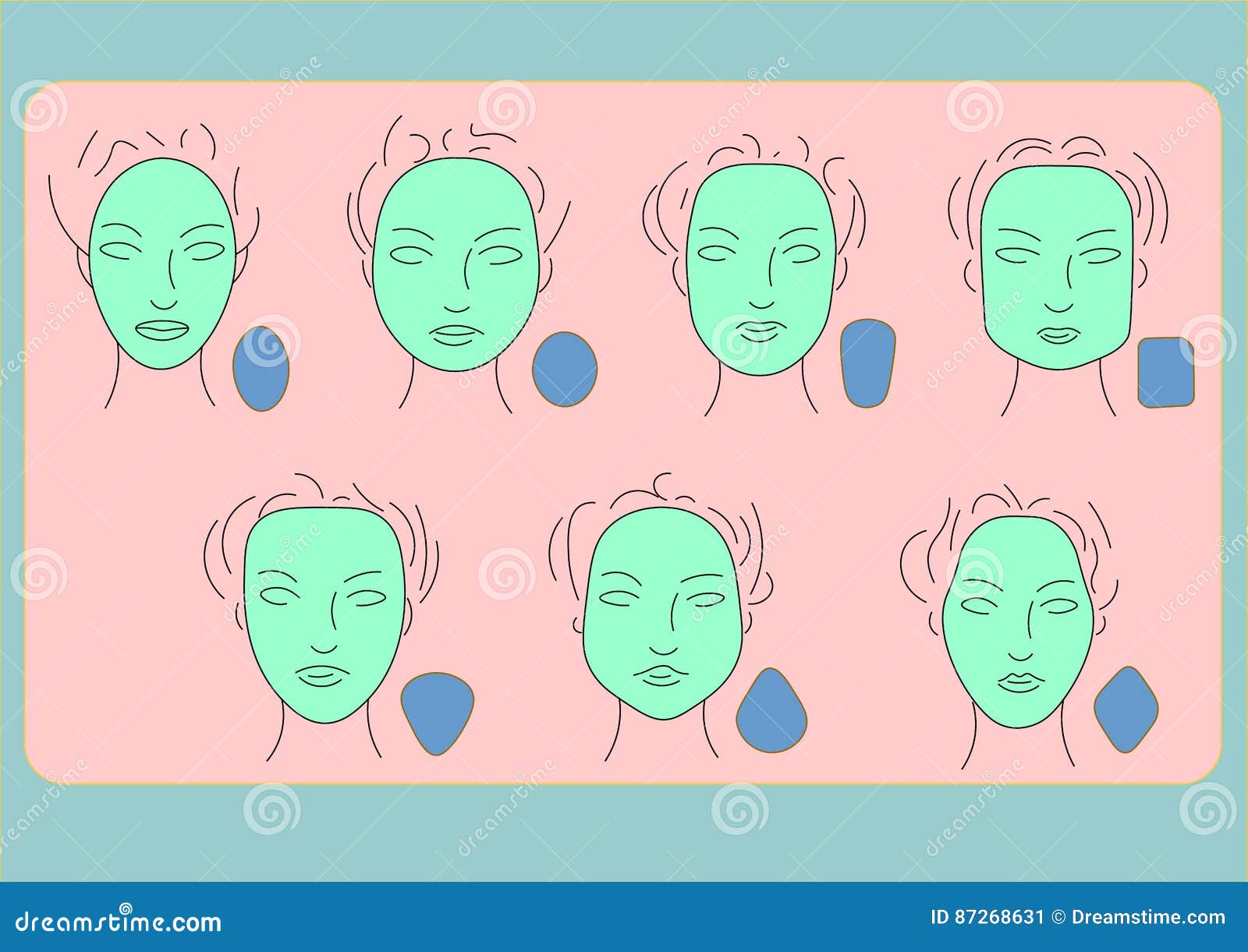 Types of female face stock vector. Illustration of vector - 87268631