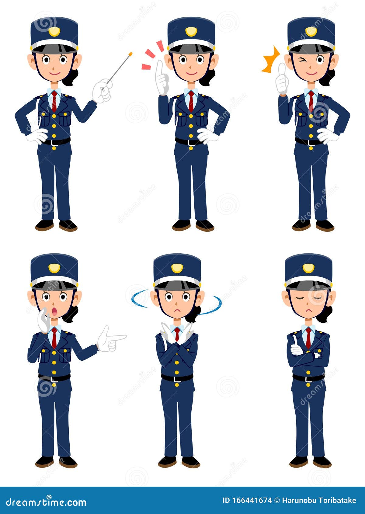 6 Types of Female Guards` Poses and Gestures Stock Vector ...