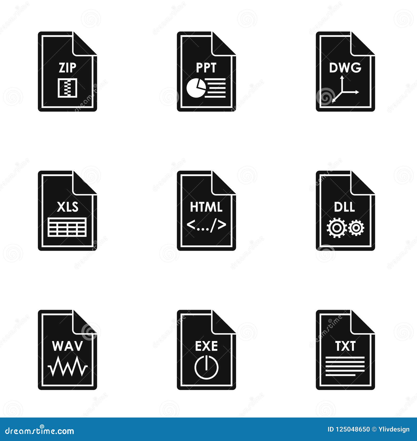 Types of Files Icons Set, Simple Style Stock Illustration ...