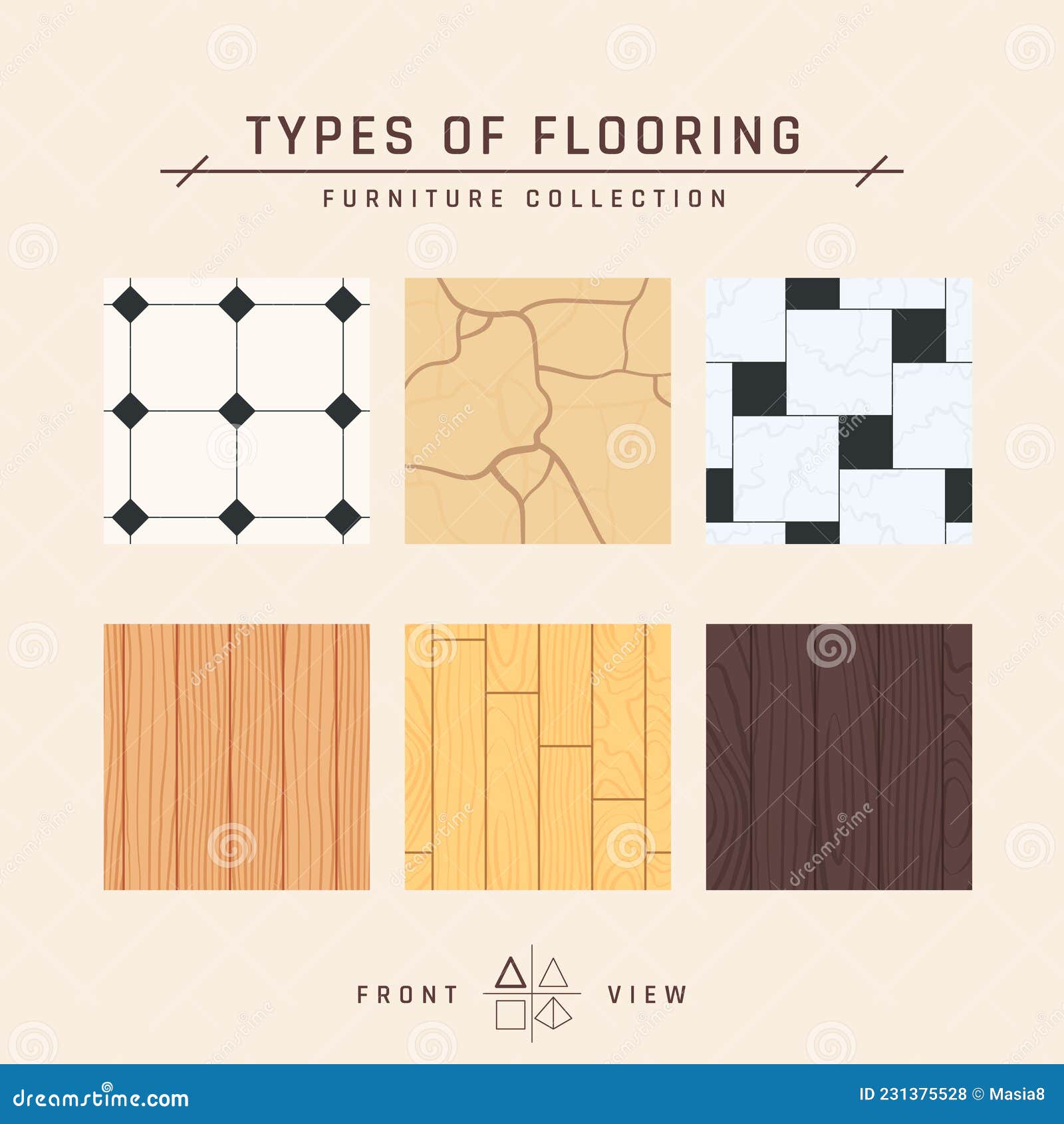 Types of Flooring in Flat Style, Vector Stock Vector - Illustration of ...