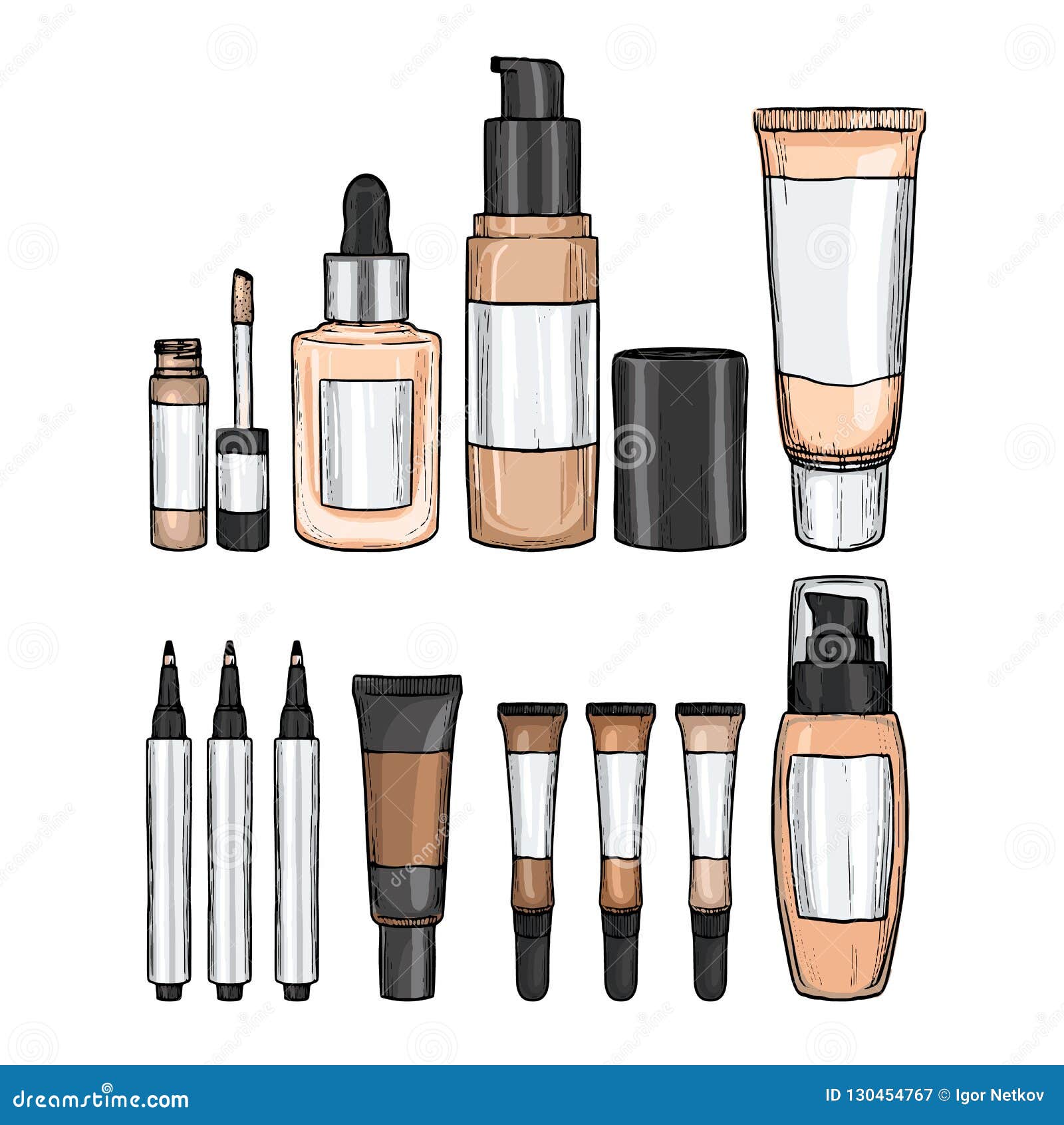 Types Of Foundations, Hand Drawn Sketch Vector Illustration ...