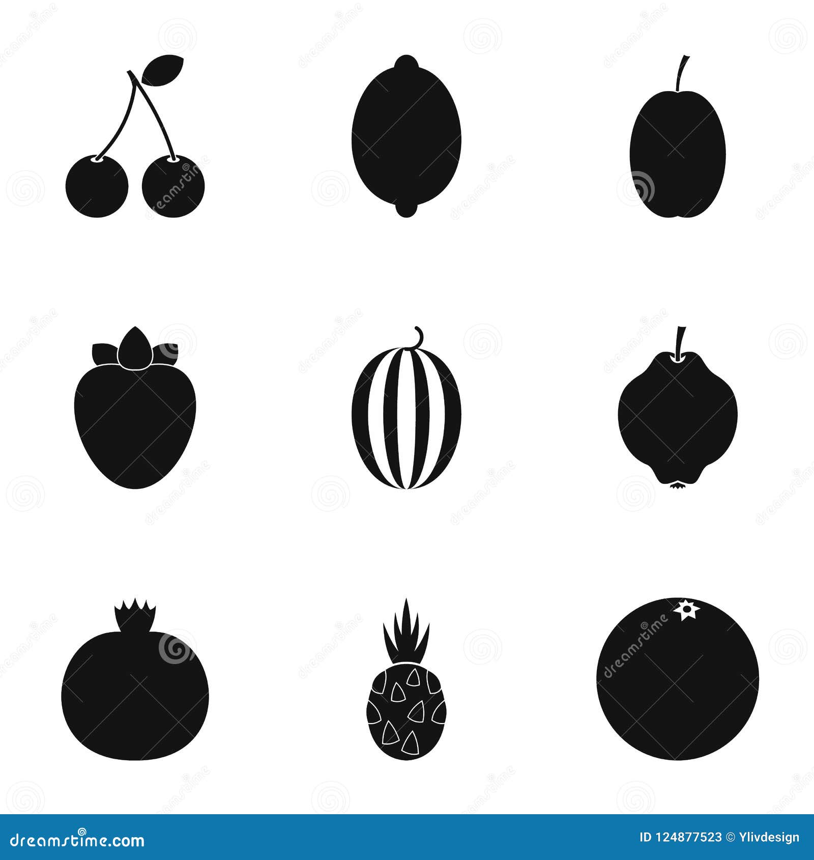 Types of Fruit Icons Set, Simple Style Stock Illustration ...