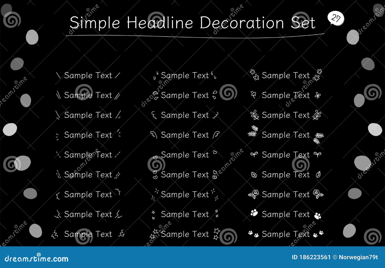 27 Types of Hand Drawn Simple Headline Decoration Set Illustrations ...