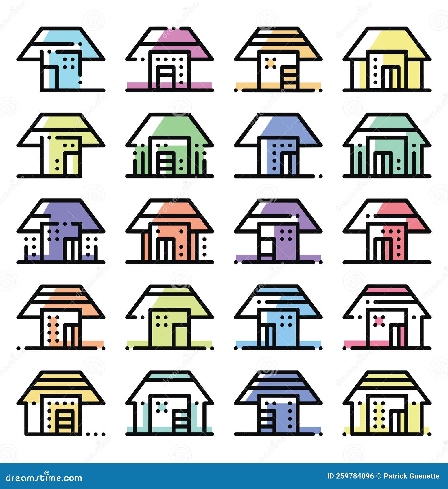 Types of homes, icon stock vector. Illustration of view - 259784096