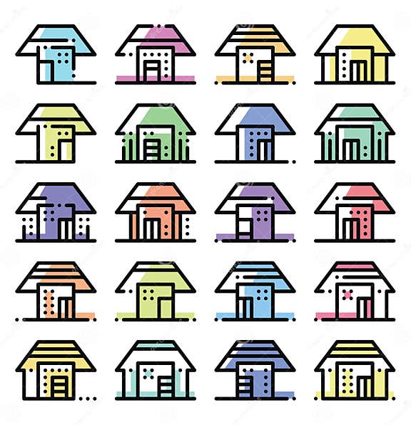 Types of homes, icon stock vector. Illustration of view - 259784096