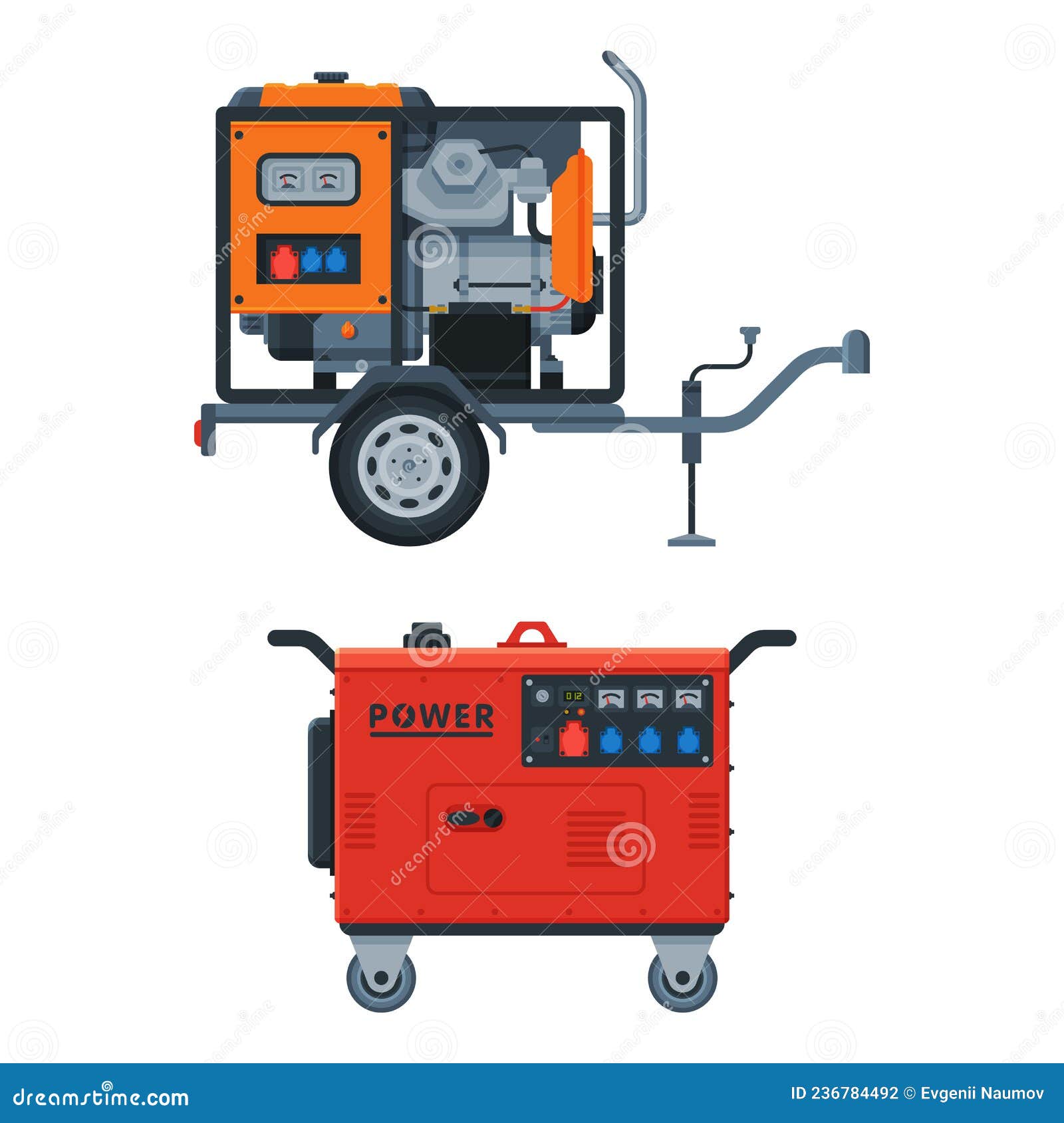 Types of Industrial Electrical Power Generator Vector Set Stock Vector ...