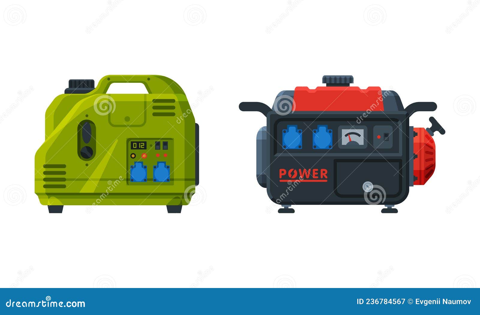 Types of Industrial Electrical Power Generator Vector Set Stock Vector ...