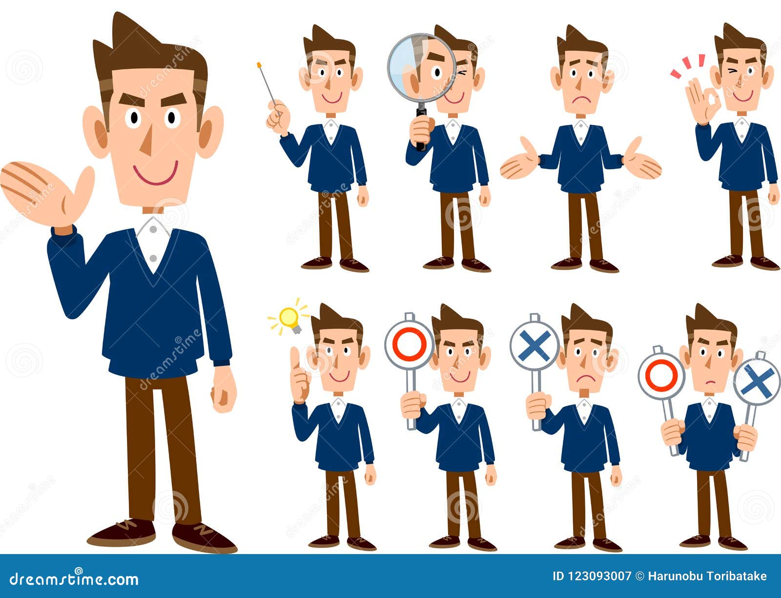 9 Types of Male Expression and Pose Set _ Whole Body Stock Vector ...