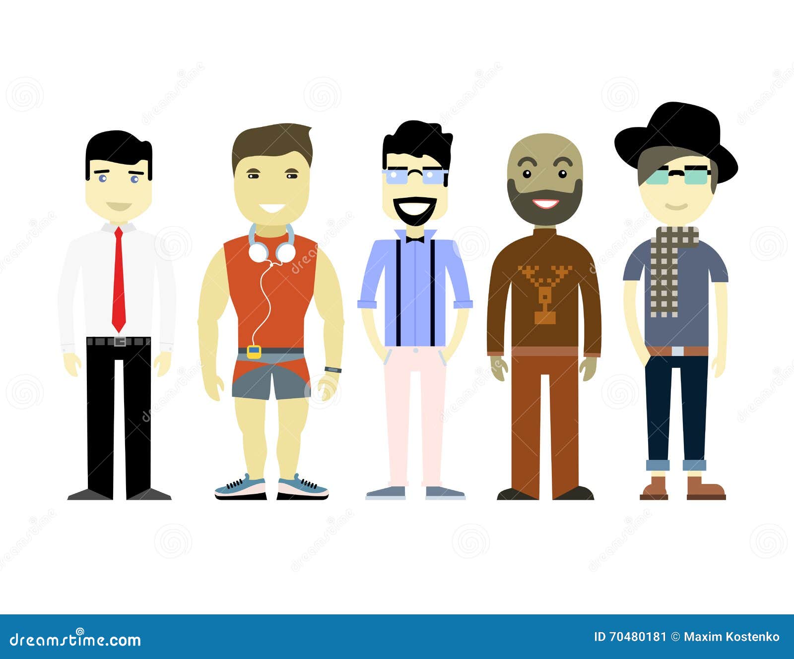 Types of Men, Different Characters, Set Collection, Vector Illustration ...