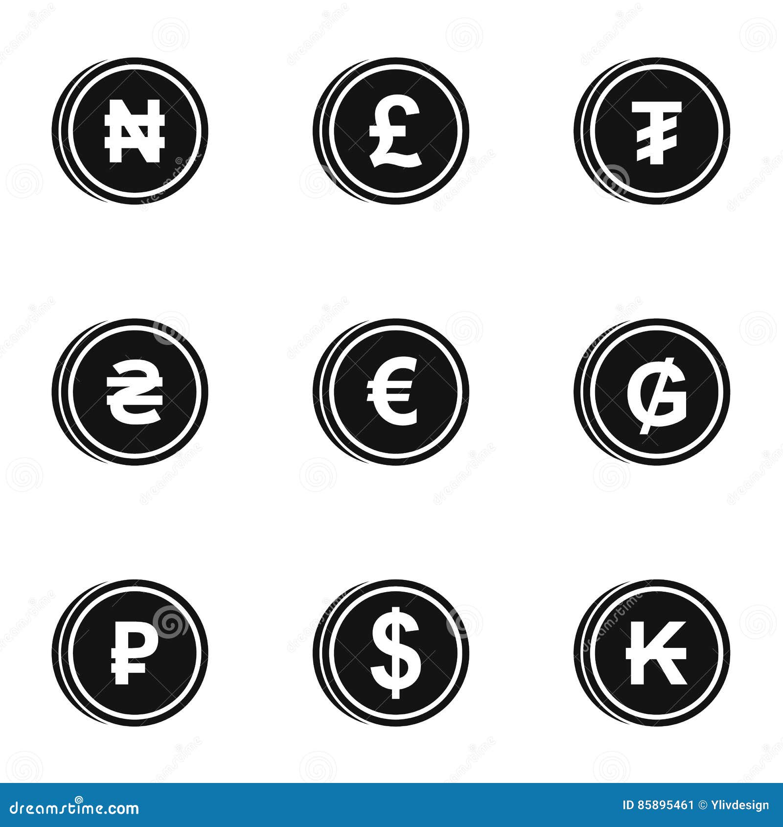 Types of Money Icons Set, Simple Style Stock Vector - Illustration of ...