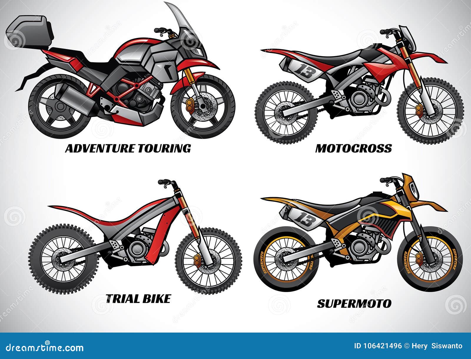 Types of motorcycle part 2 stock vector. Illustration of scooter ...