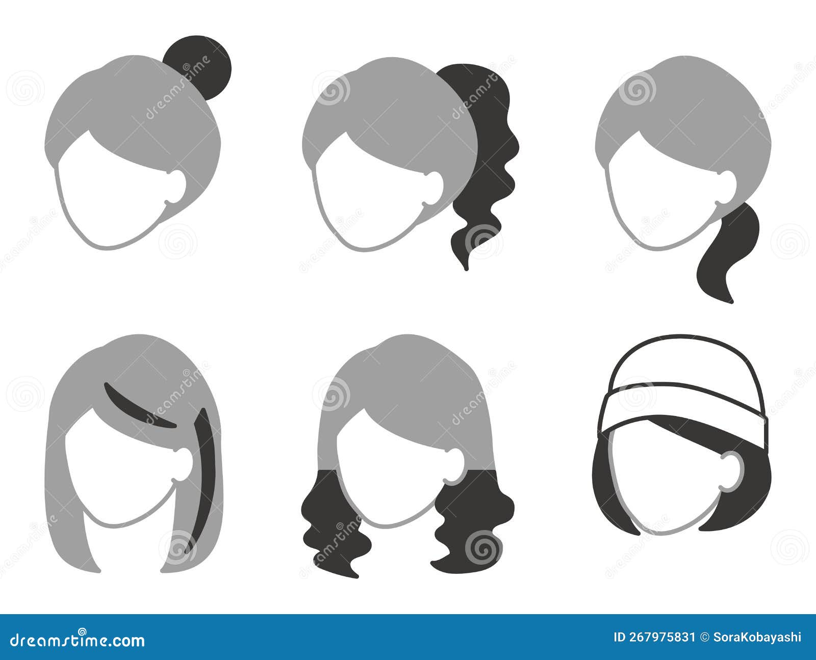 Types Of Wigs For Long Hair. Faceless Icon Vector Illustration ...