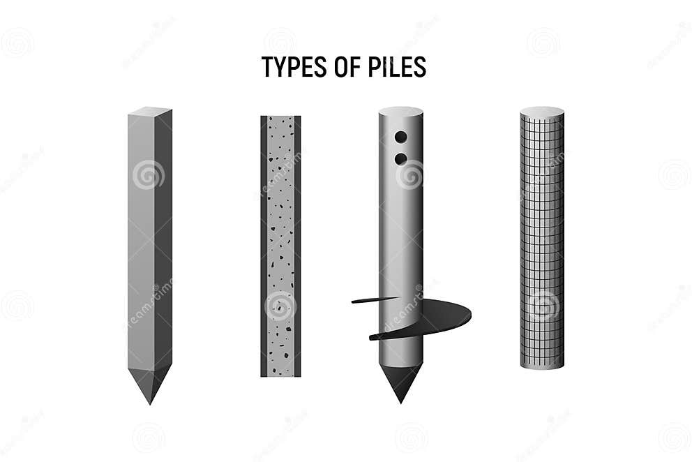 Types of piles. stock vector. Illustration of design - 191261964