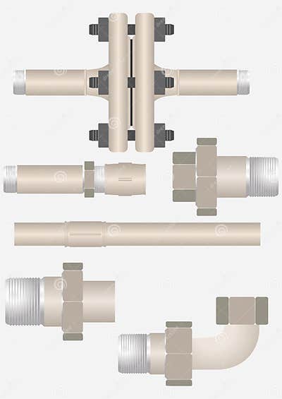 Types of pipe connections. stock vector. Illustration of preroll - 25744091
