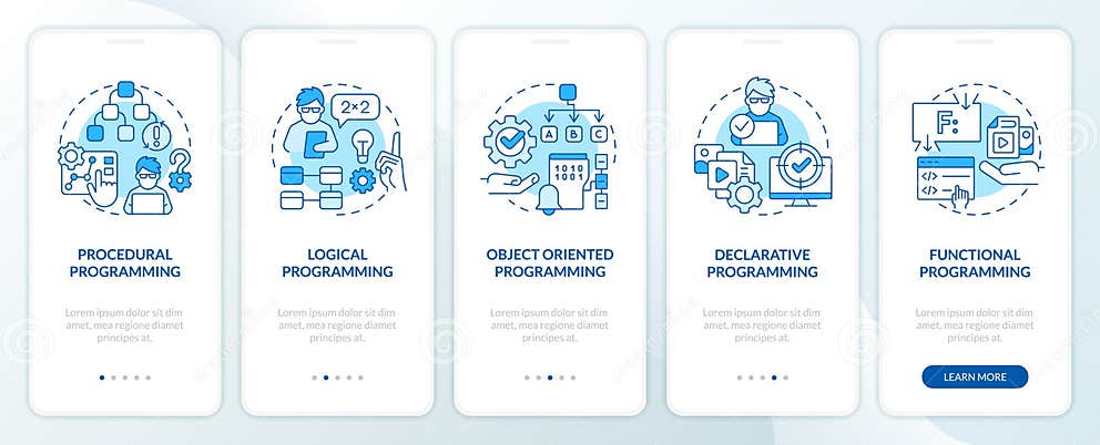 Types of Programming Paradigms Blue Onboarding Mobile App Screen Stock ... Types of Programming Paradigms Blue Onboarding Mobile App Screen Stock ...