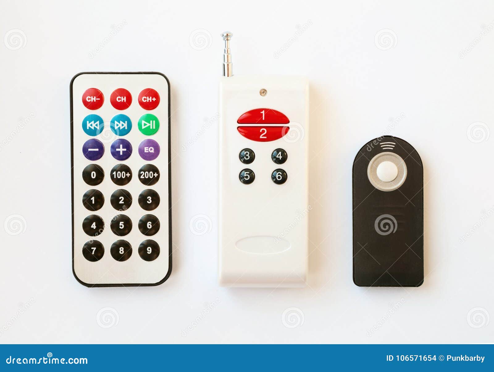 3 Types of Remote Control with Various Number of Buttons Stock Photo ...
